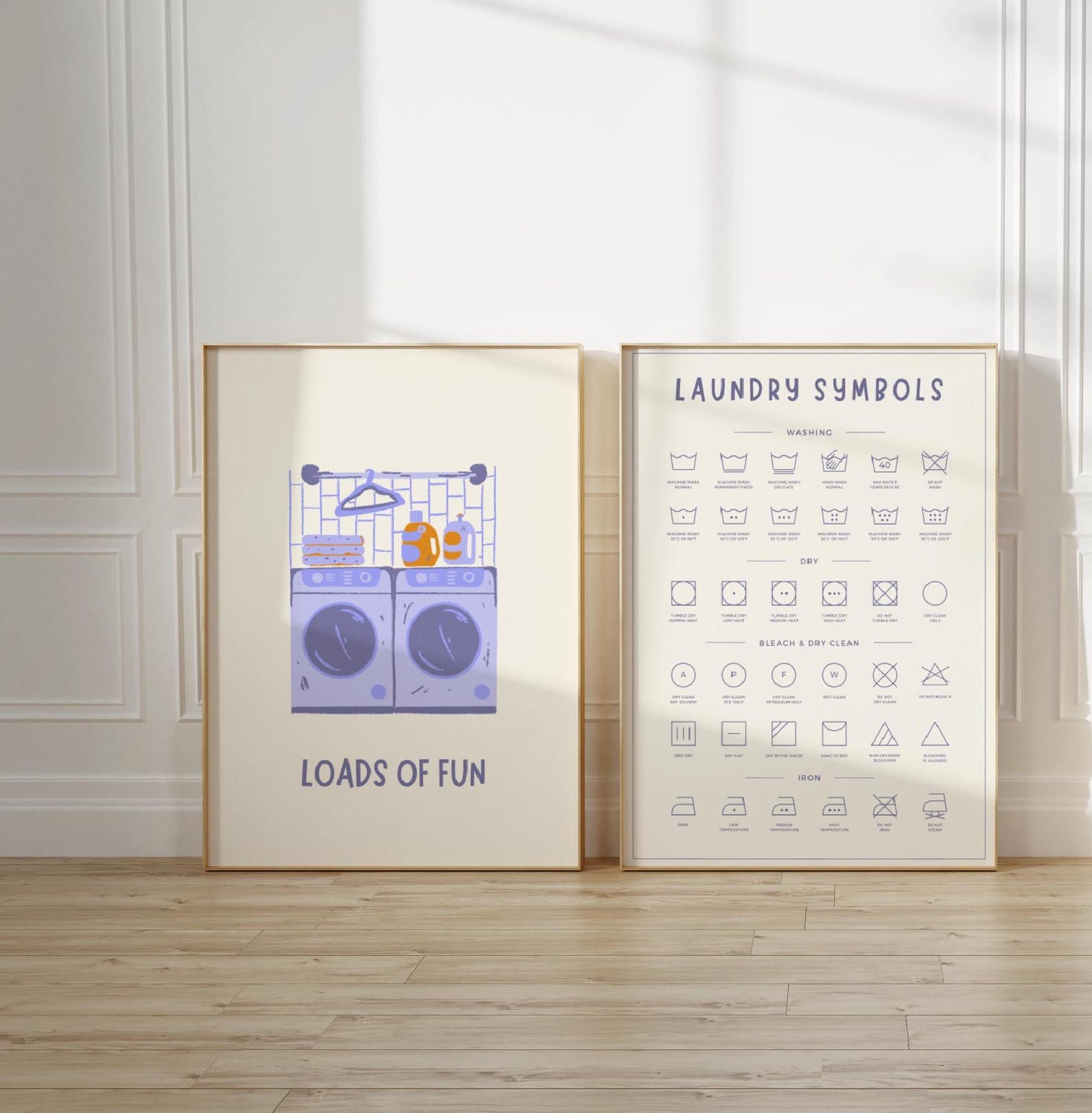 Laundry Sign Symbols Laundry Room Decor Laundromat Poster Cute Art ...