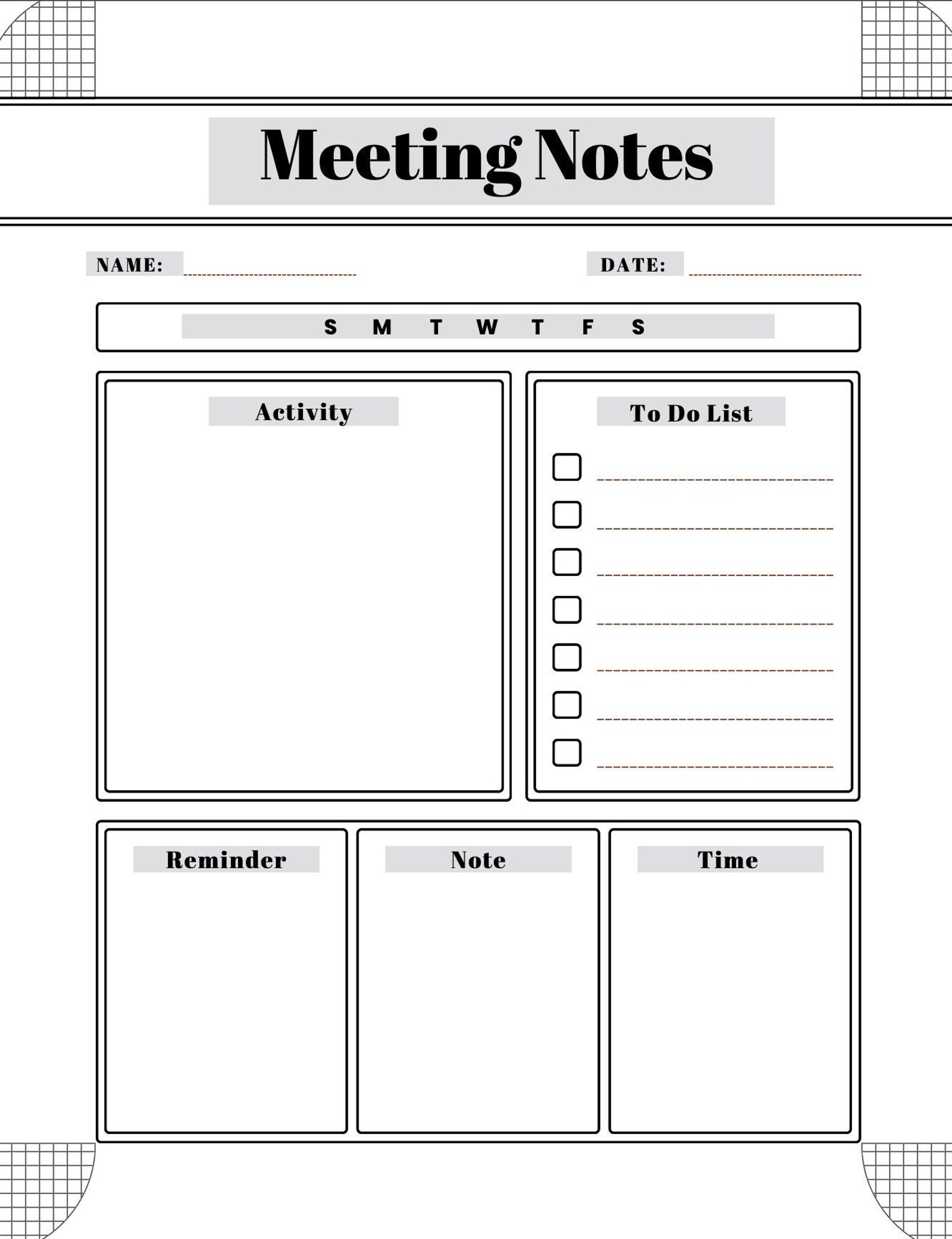 Meeting Notes PDF - Etsy