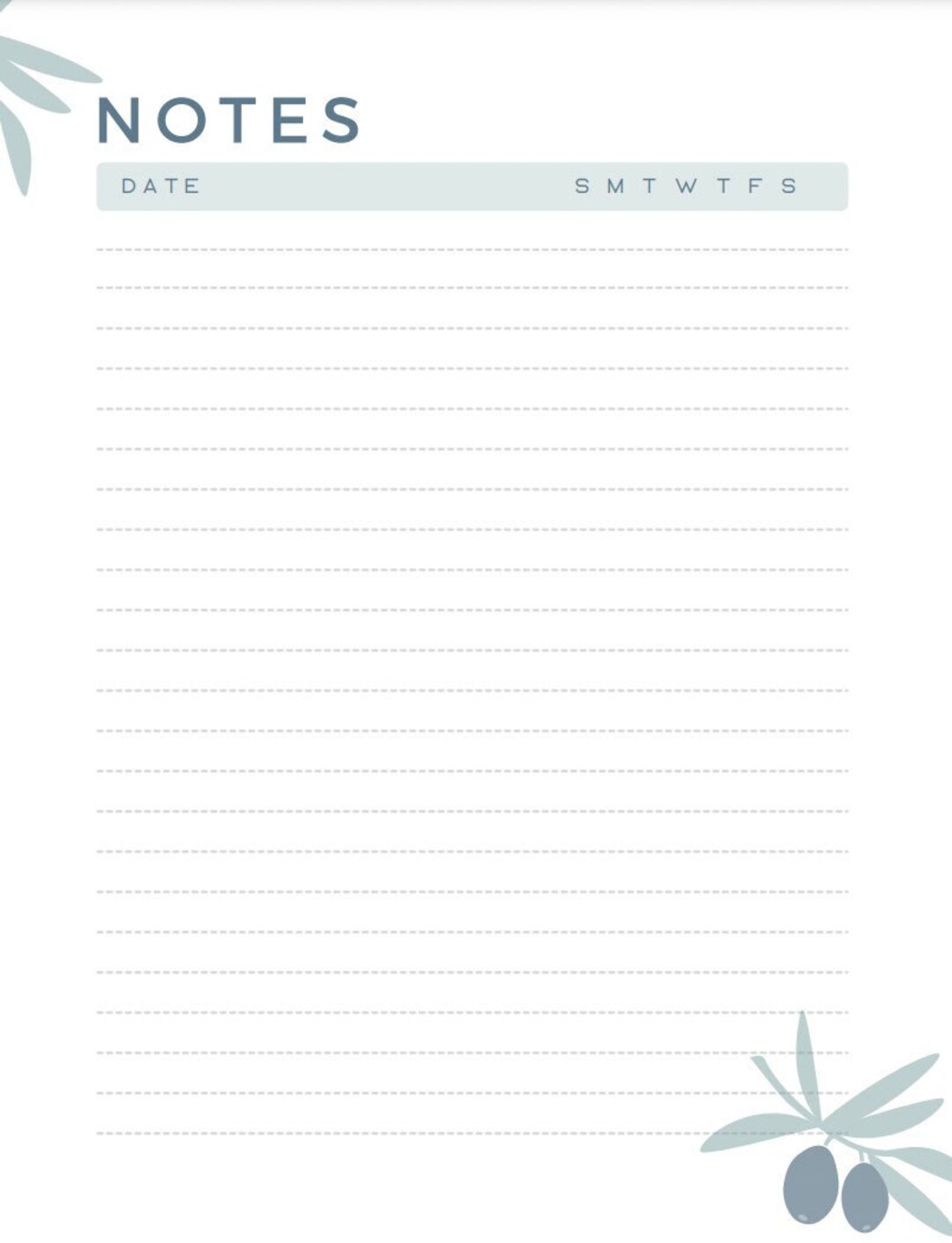 Notes Template Etsy