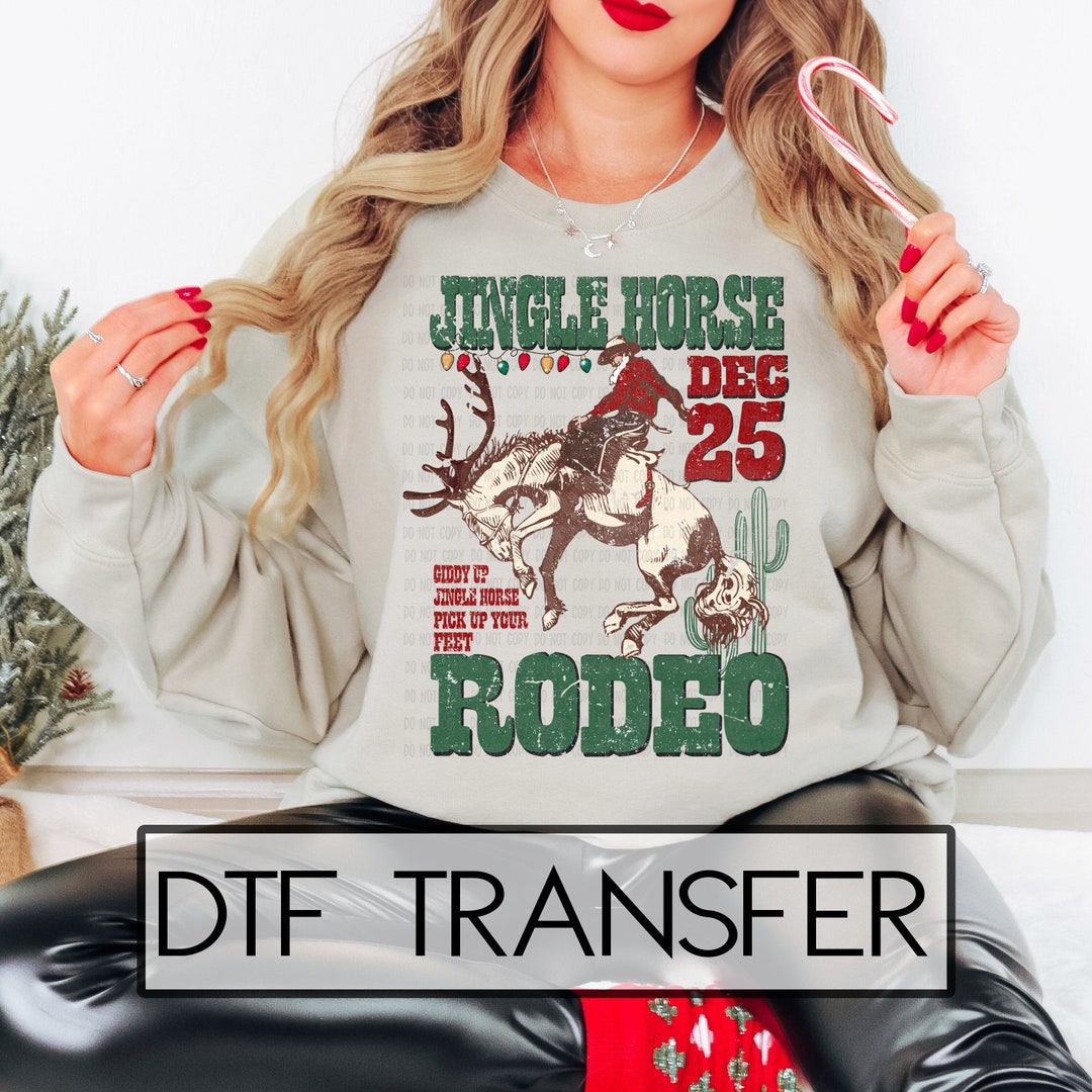 Jingle Horse Rodeo DTF Transfer Ready for Press Hot Peel - Etsy
