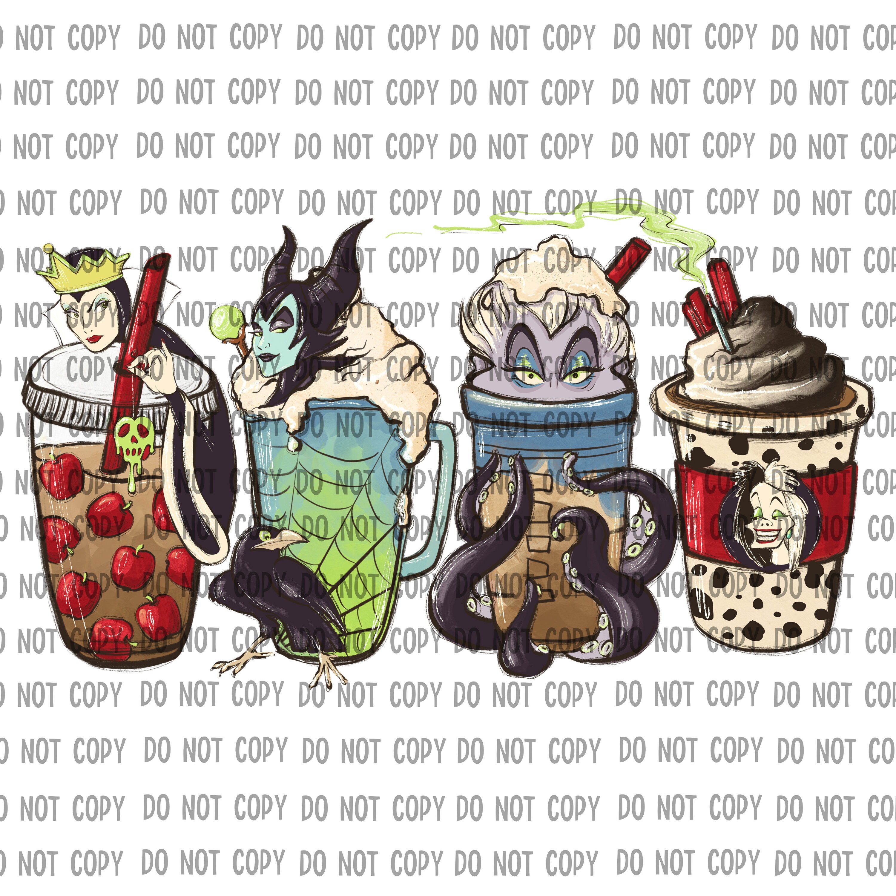 Evil Villains Coffee Latte DTF Transfer Ready For Press Hot Peel Direct ...