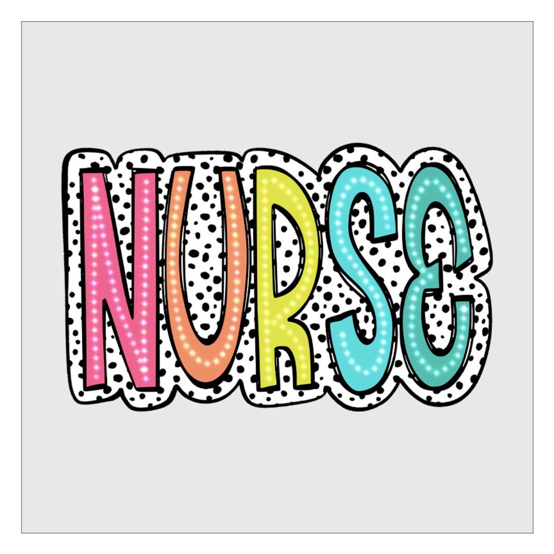 Nurse Bright Color Doodle Dalmatian Dots DTF Transfer,ready for Press ...