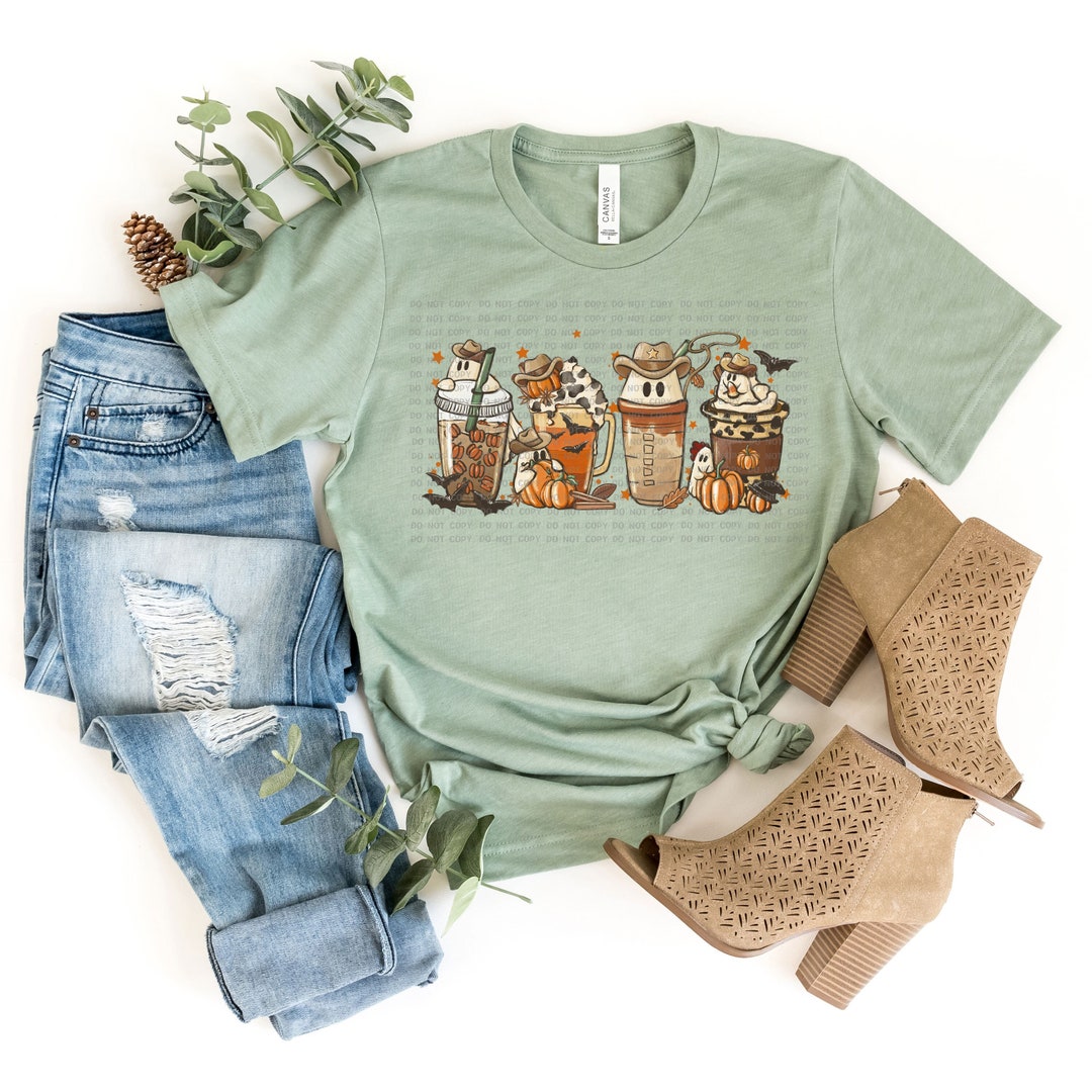 Boo Howdy Cowboy Coffee Latte DTF Transfer Halloween Shirt - Etsy