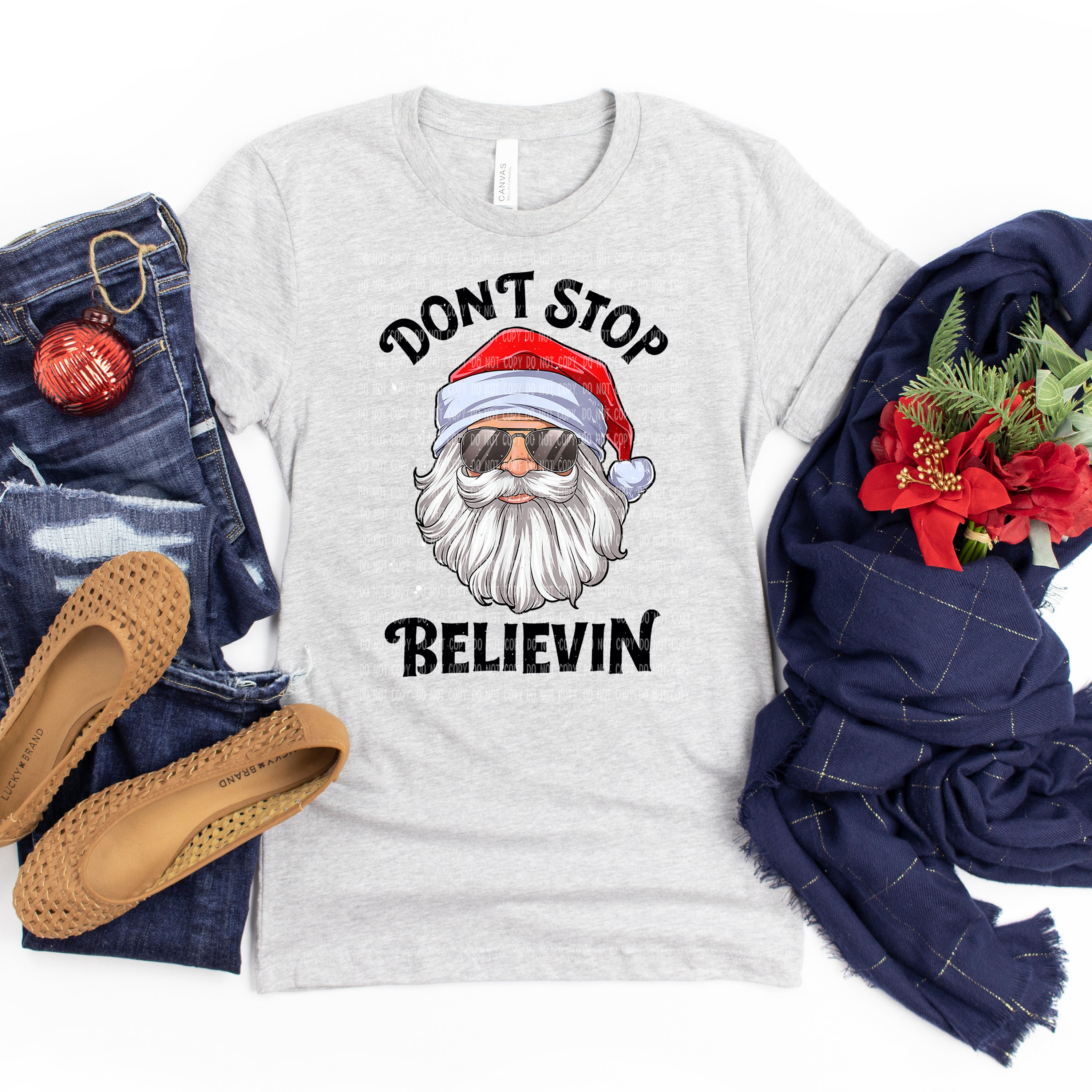 Dont Stop Believin Santa DTF Transfer Ready For Press Hot Peel Direct To Film Christmas Design ...