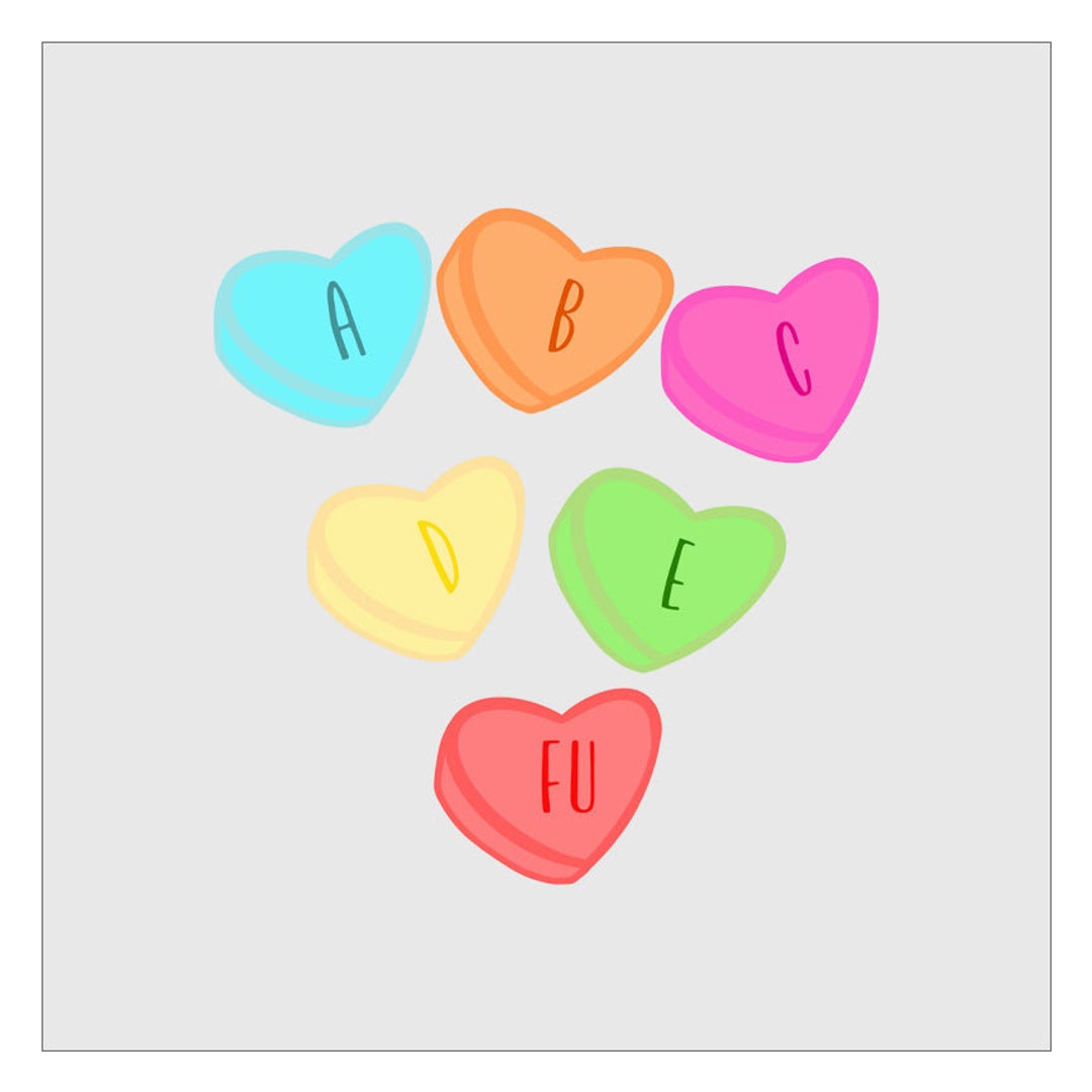 ABCDEFU Candy Hearts DTF Transfer Ready to Press Direct to - Etsy