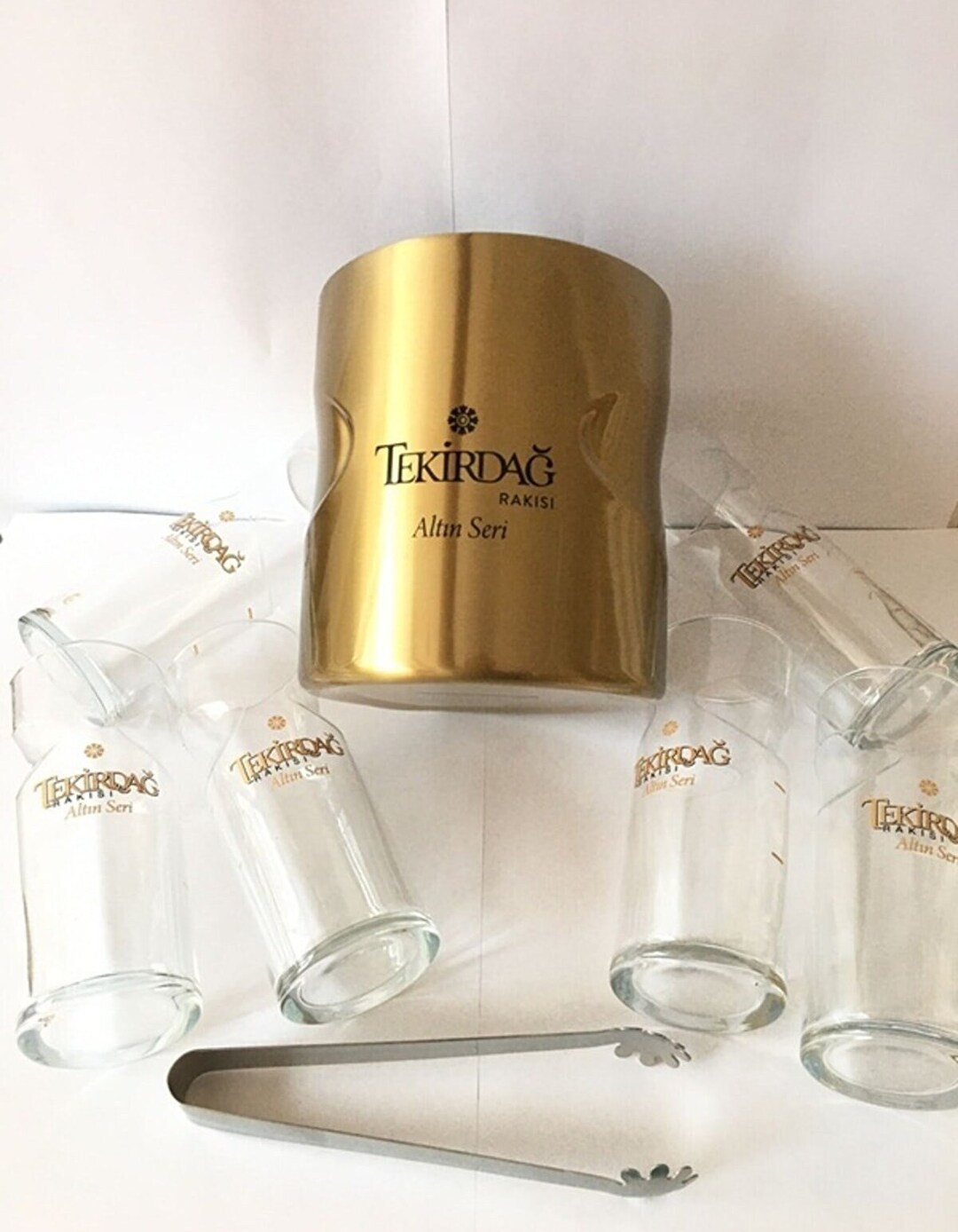 Tekirdag Raki Gold Series Theme Glasses and Ice Bucket Set - Etsy