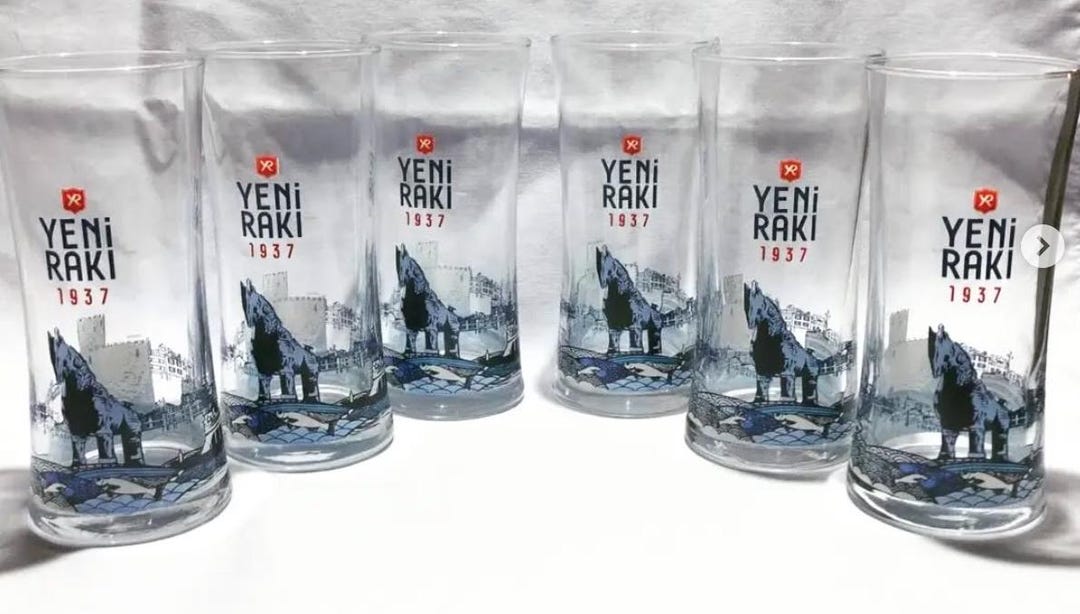 New Raki 1937 Canakkale Theme Raki Glass 6 Pieces - Etsy