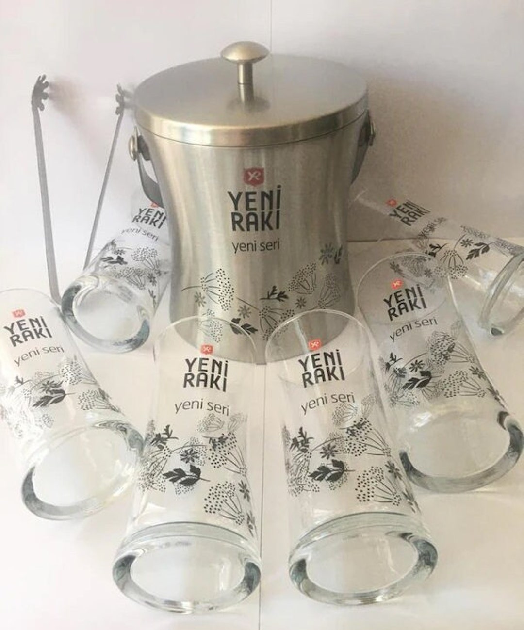 New Raki Anise Theme Raki Glasses and Ice Bucket Set free Shipping - Etsy