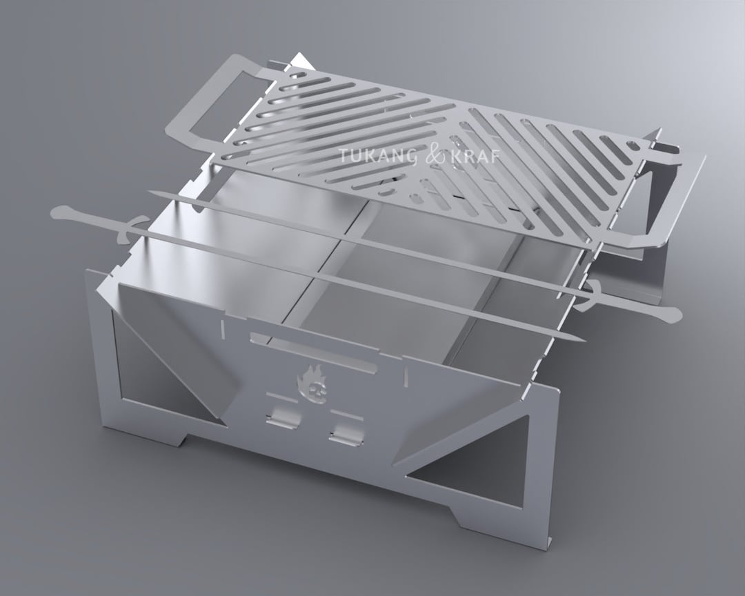 Camping Fire Pit and Grill Collapsible BBQ Barbecue Dxf Files for ...