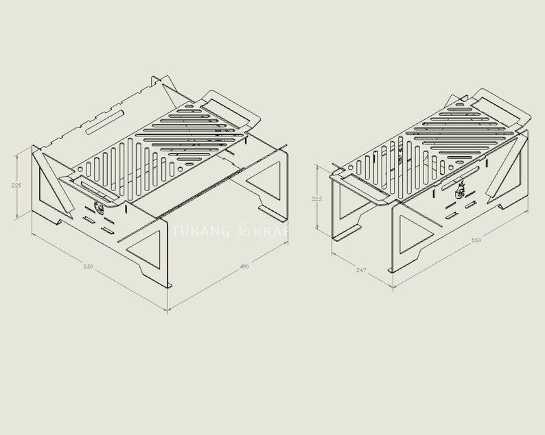 Camping Fire Pit and Grill Collapsible BBQ Barbecue Dxf Files for ...