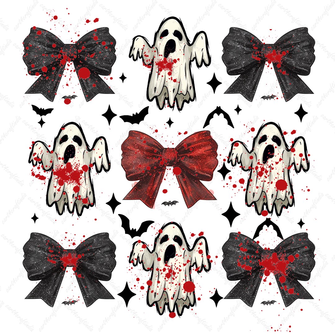 Halloween Scary Ghost PNG Halloween Coquette Bow PNG Retro Halloween ...