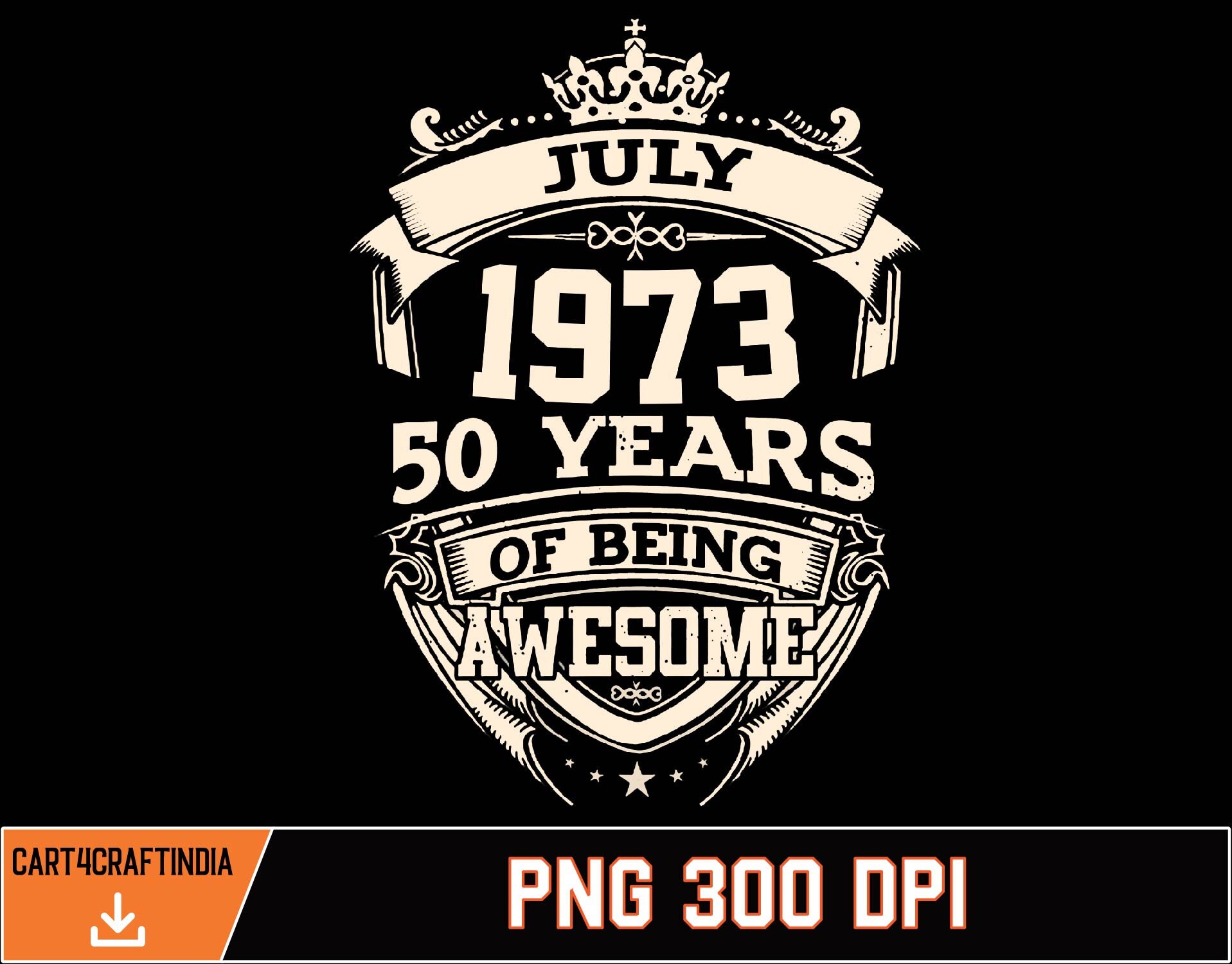Birthday Png, Men Born in 1973 July 50th Birthday Party Png, Vintage ...