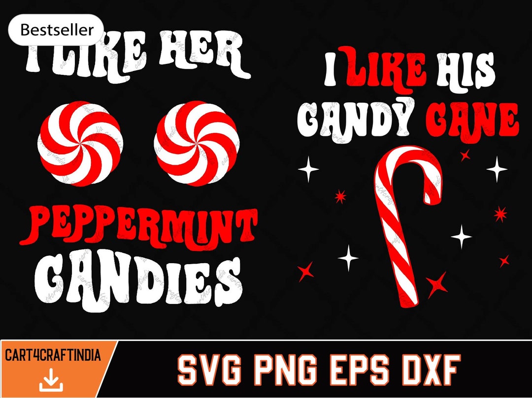 His Candy Cane SVG, Her Peppermint Candies Couples Matching Christmas ...