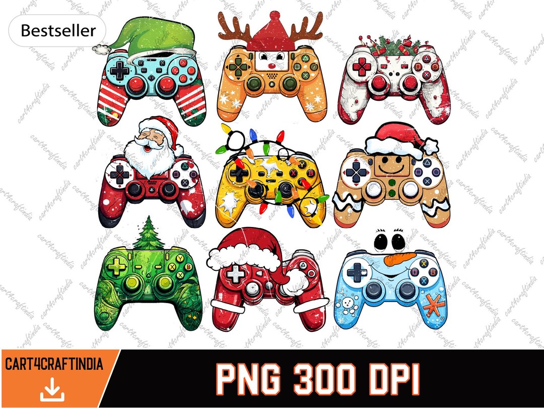 Christmas Gaming Designsn Png, Controller, Lights & Gamer Boys PNG ...