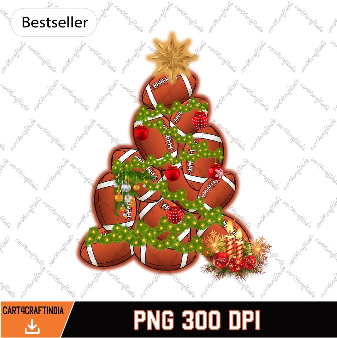 Football Christmas Tree PNG Sublimation Design & Merry - Etsy