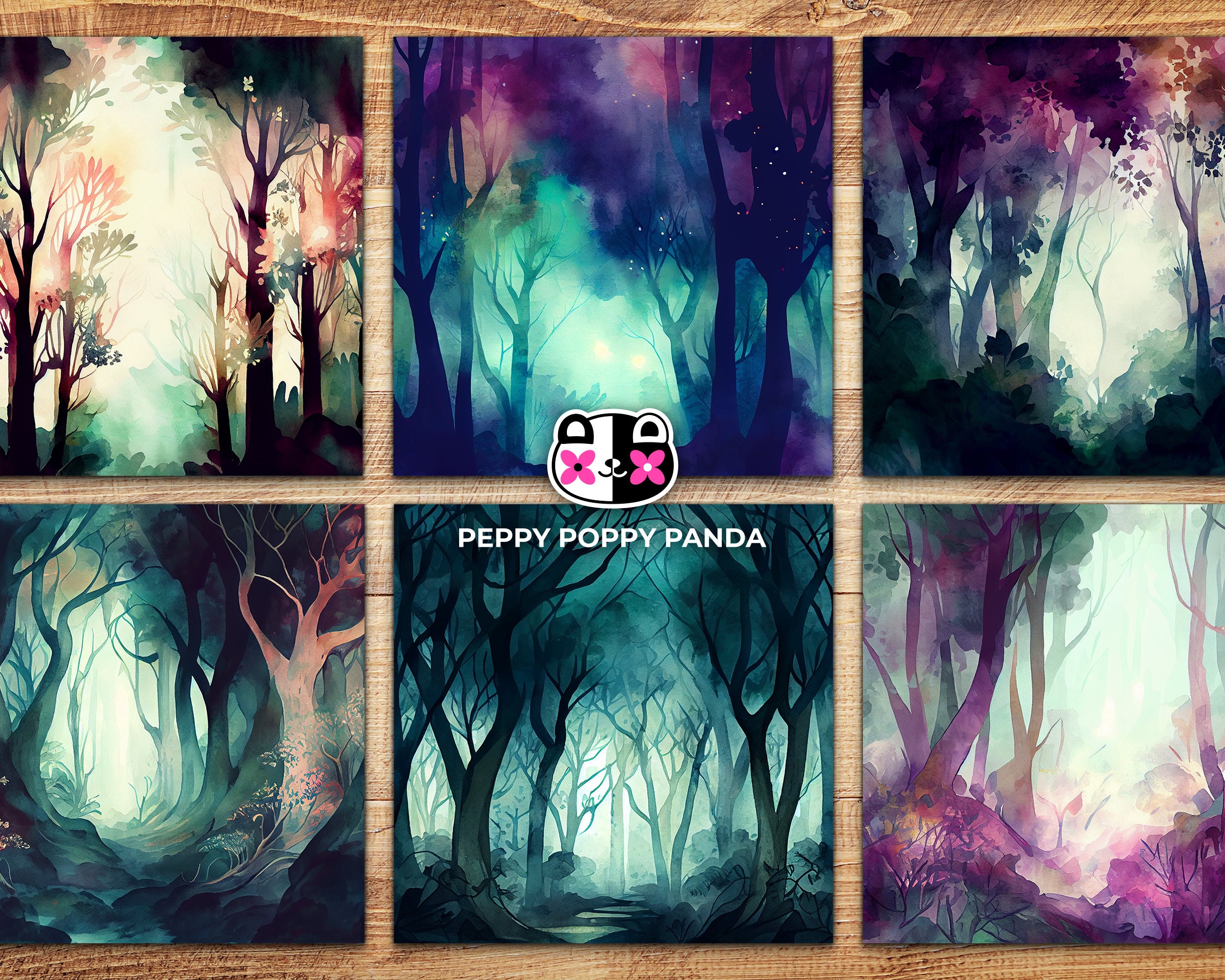 Enchanted Forest Digital Paper, Magical Tree Backgrounds, Mystical ...