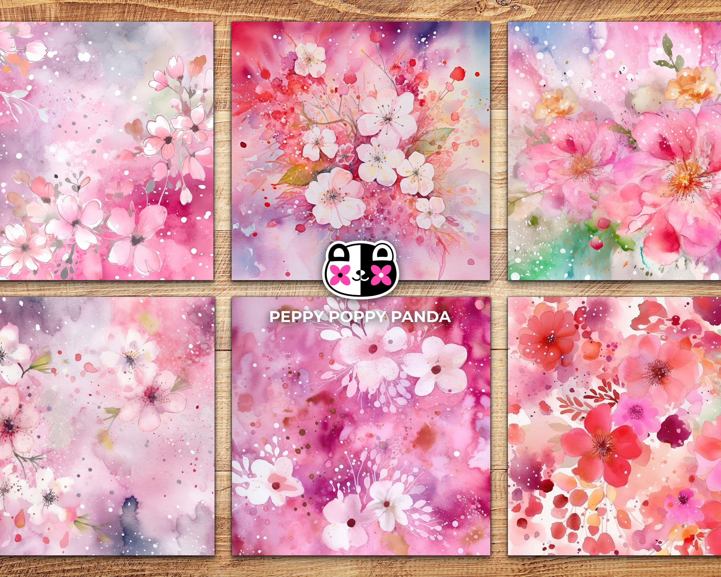 Blush Pink Flower Digital Paper Backgrounds, Pastel Floral ...