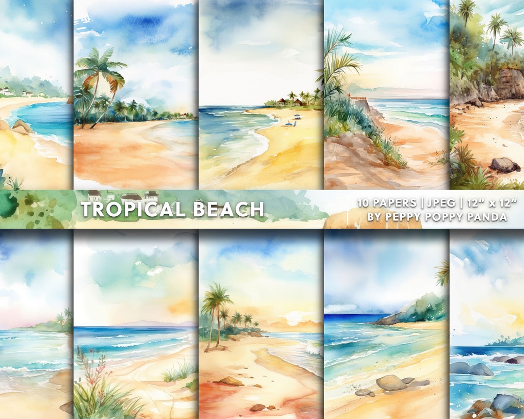 Tropical Beach Digital Paper Backgrounds Sea and Summer - Etsy