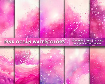 Ocean Watercolour Digital Paper Sea Themed Abstract Wave - Etsy