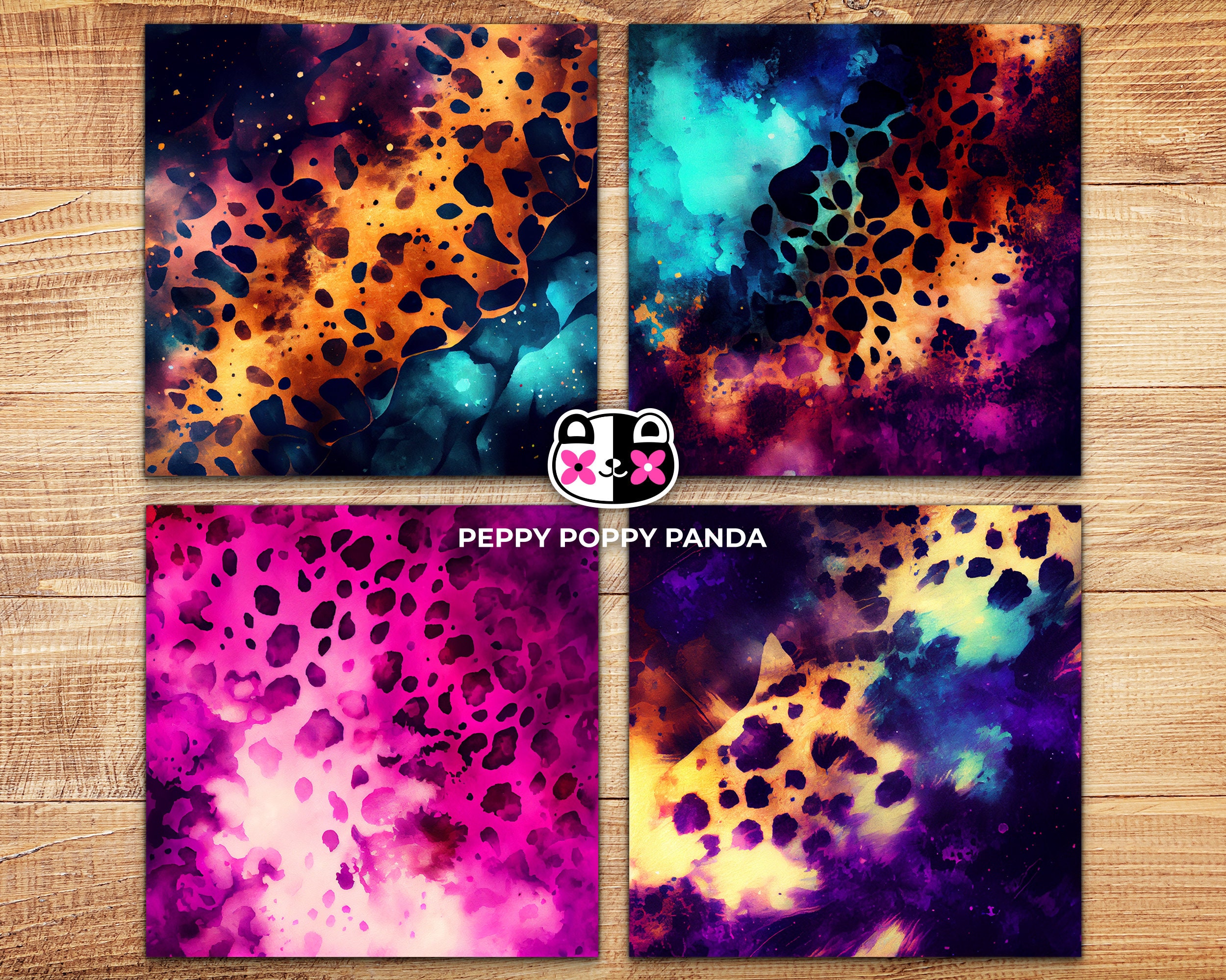 Galaxy Leopard Print Digital Paper Backgrounds Wildlife - Etsy