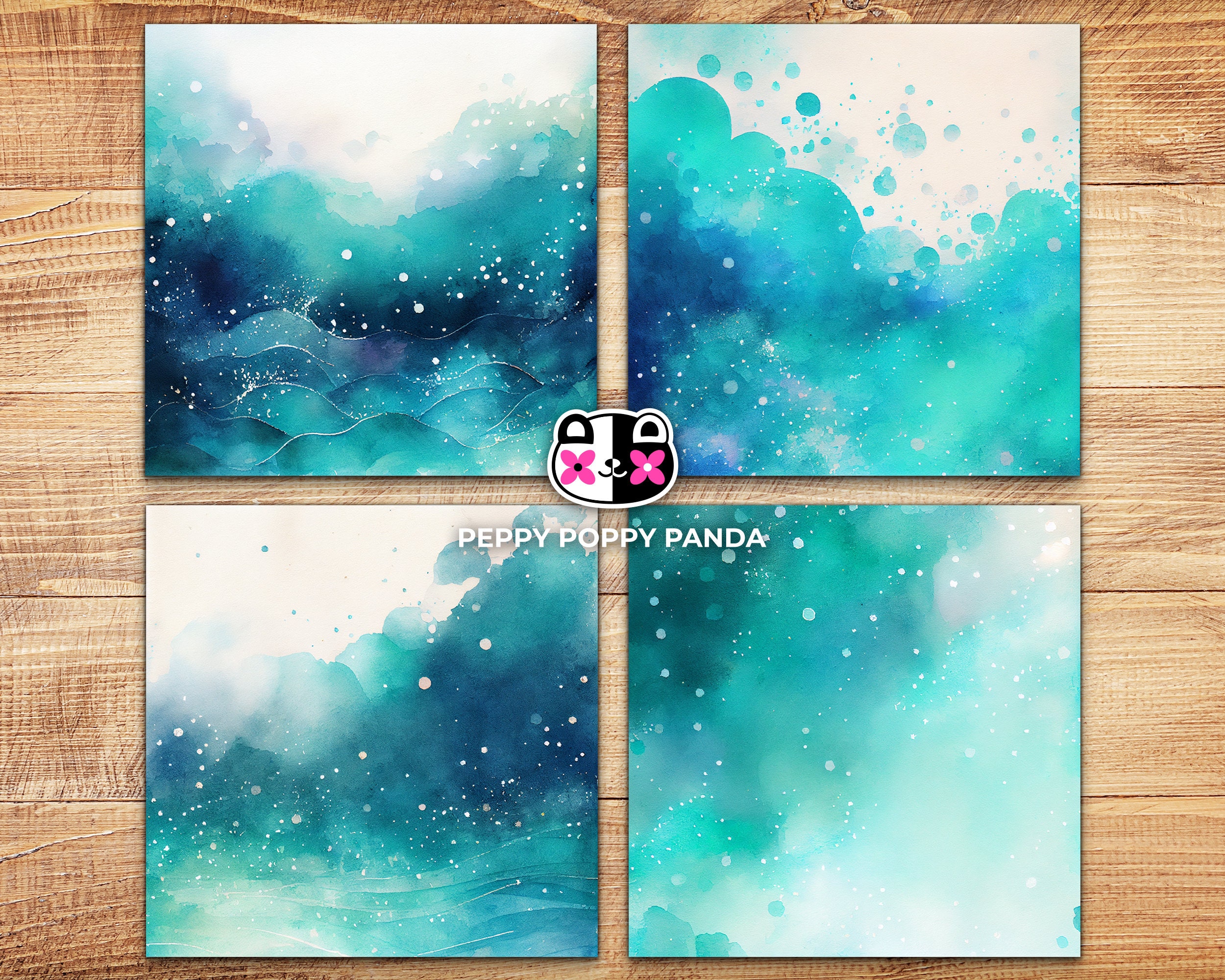 Ocean Watercolour Digital Paper Sea Themed Abstract Wave - Etsy