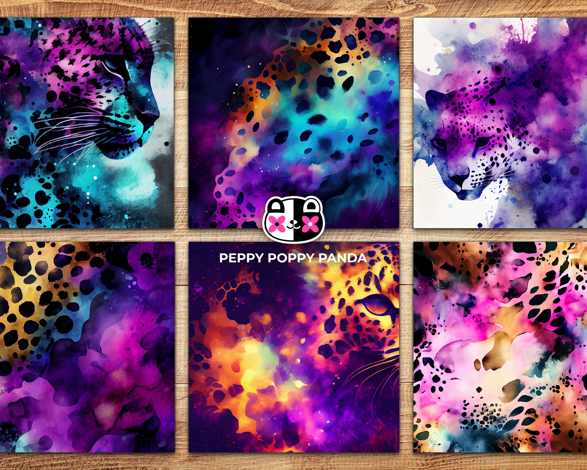 Galaxy Leopard Print Digital Paper Backgrounds Wildlife - Etsy