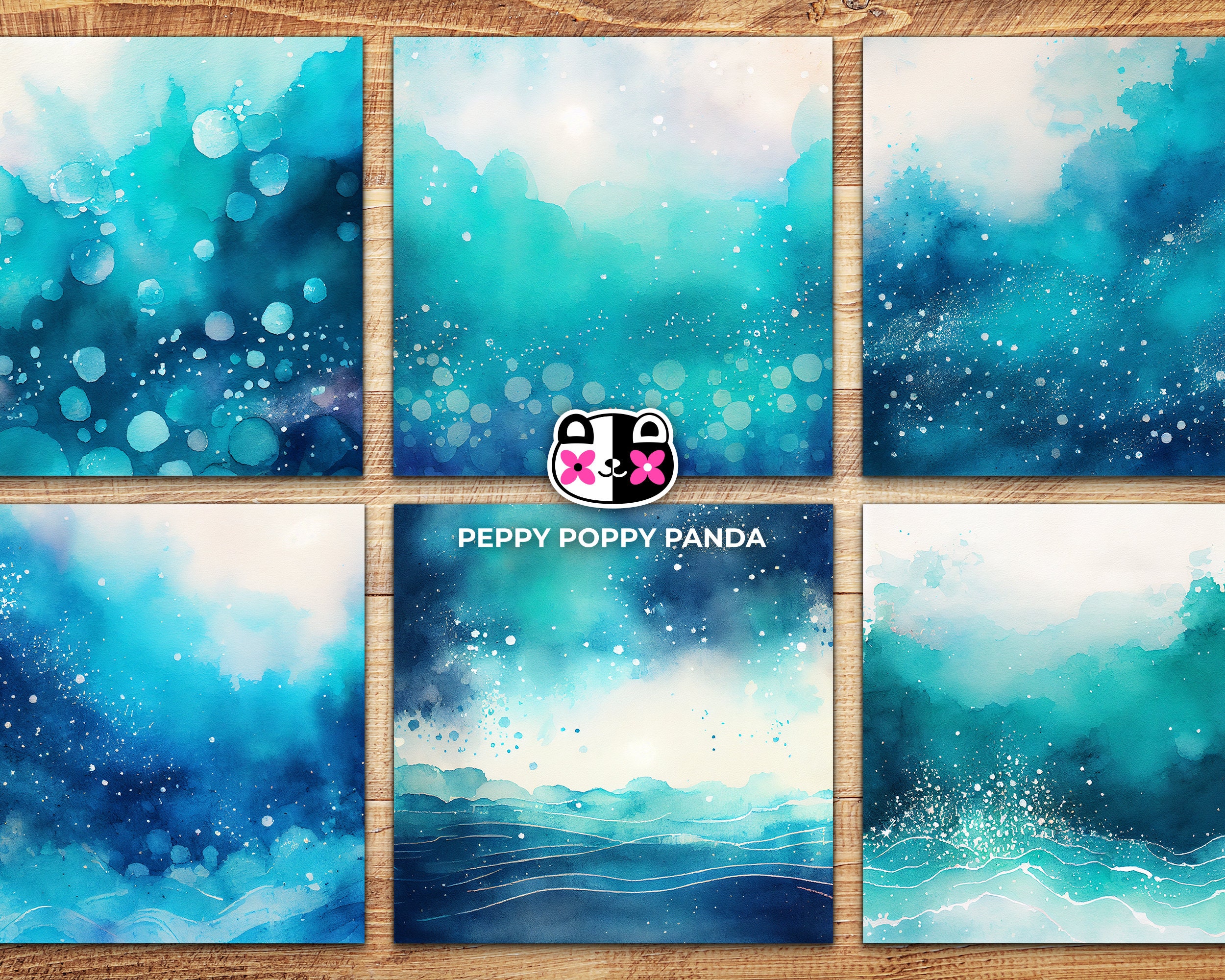 Ocean Watercolour Digital Paper Sea Themed Abstract Wave - Etsy