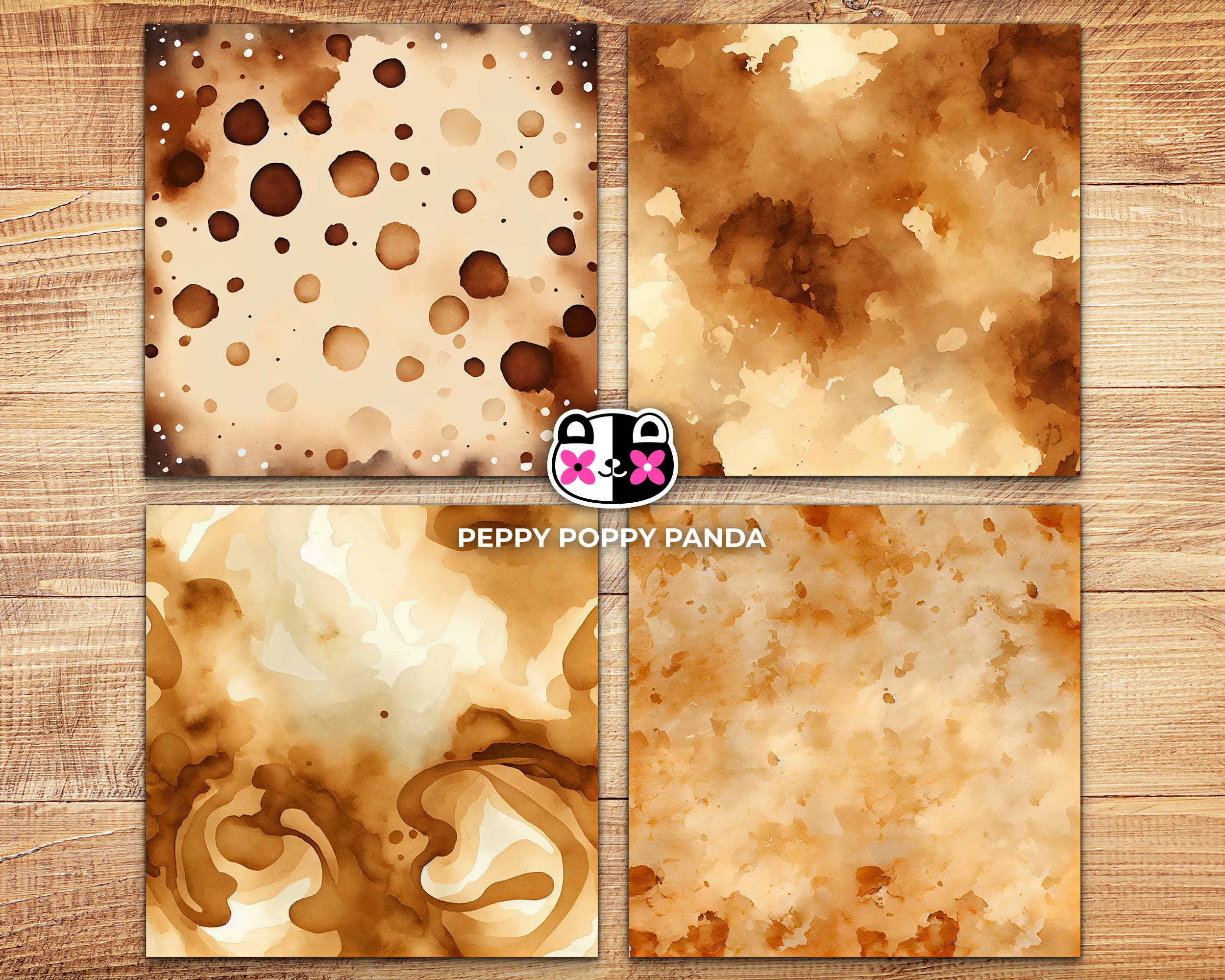 Coffee Stain Texture, Stained Effect Digital Paper, Rustic Watercolor ...
