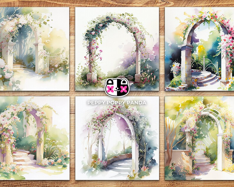 Floral Wedding Arch Digital Paper Backgrounds Botanical - Etsy