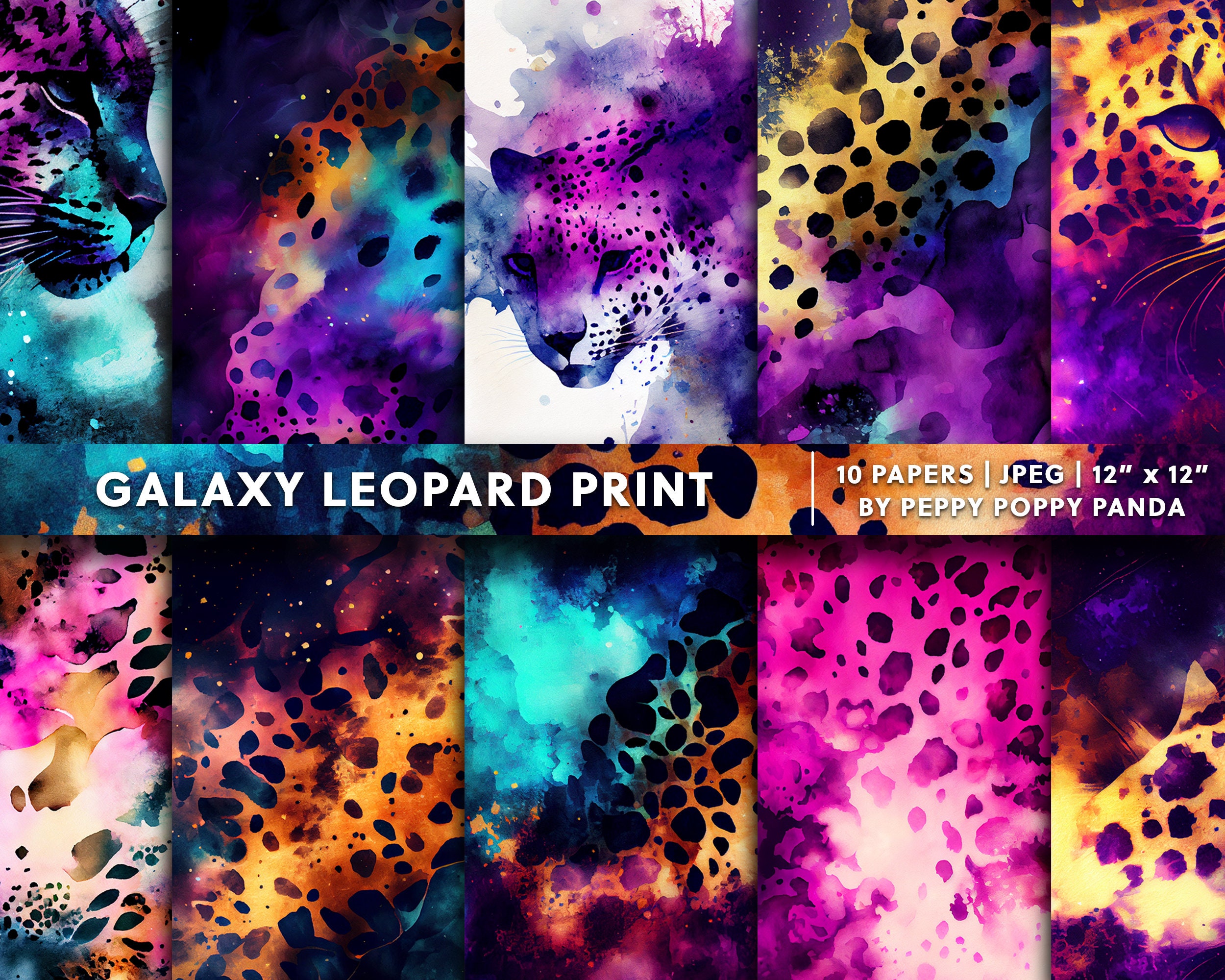Galaxy Leopard Print Digital Paper Backgrounds Wildlife - Etsy