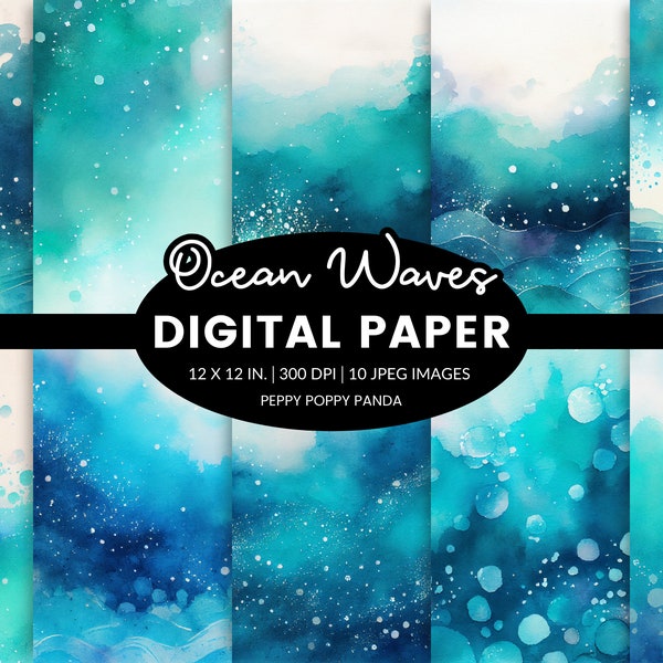 Wave Digital Paper - Etsy