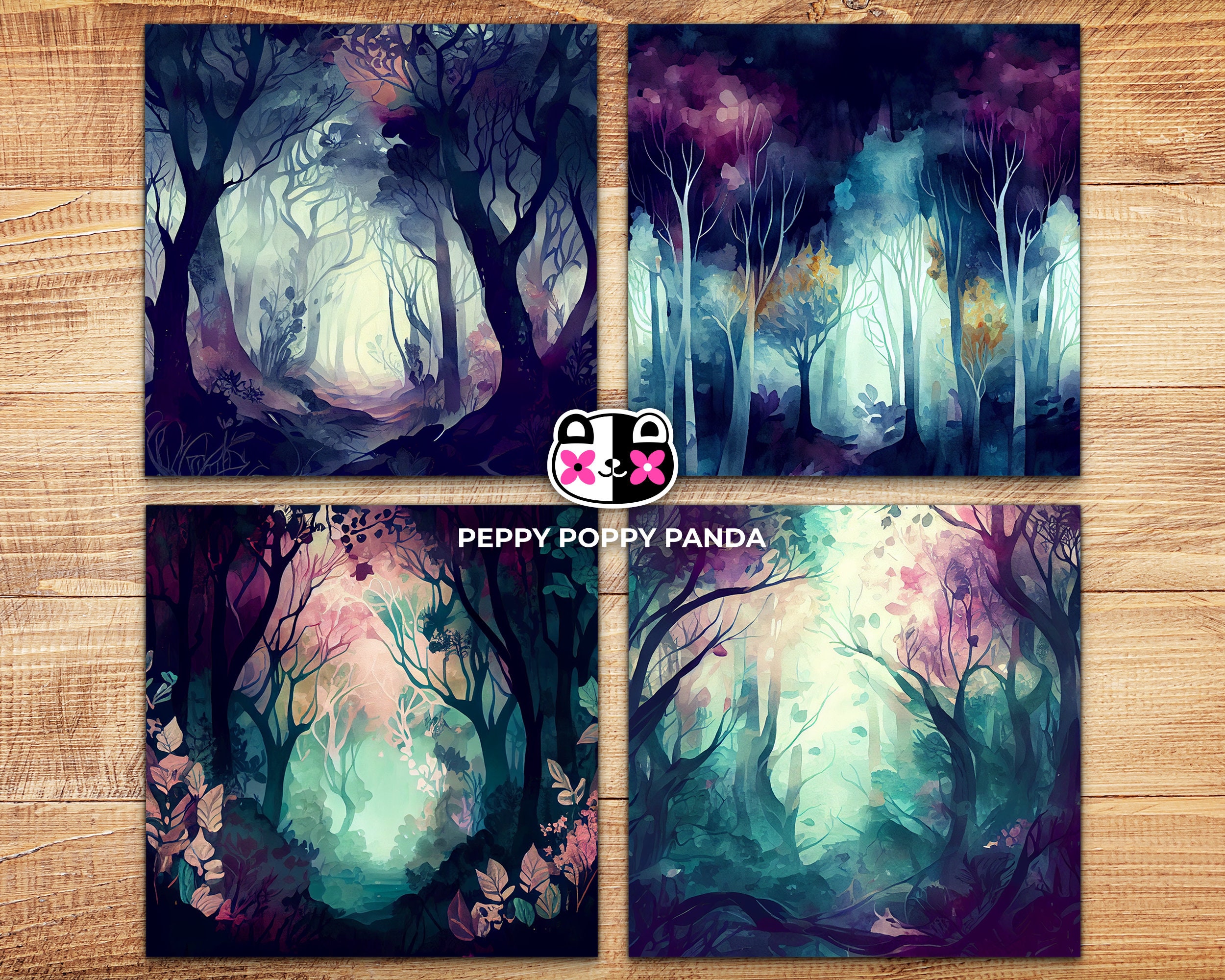 Enchanted Forest Digital Paper, Magical Tree Backgrounds, Mystical ...