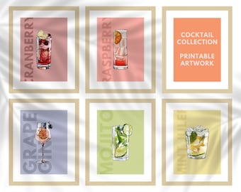 Pantone COCKTAIL Collection Wall Art Printable Bundle Set of 6 Prints ...