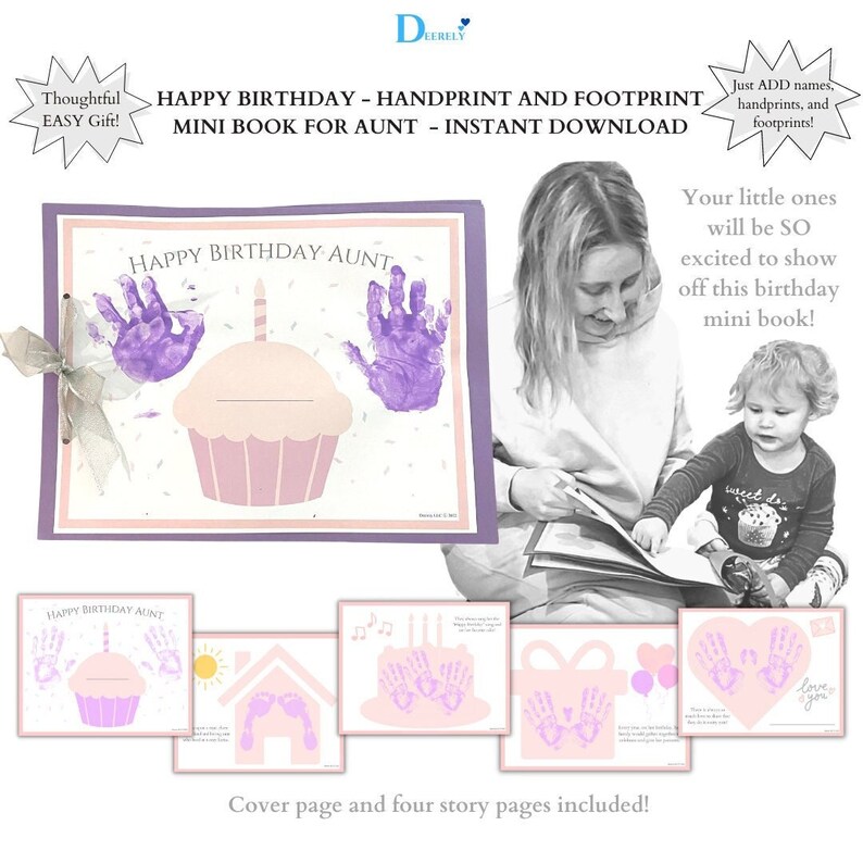 Happy Birthday Aunt - Handprint and Footprint - Mini Book (birthday ...