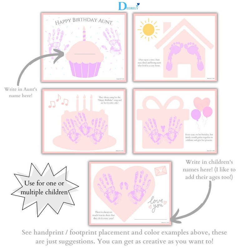 Happy Birthday Aunt Handprint and Footprint Mini Book birthday Card ...