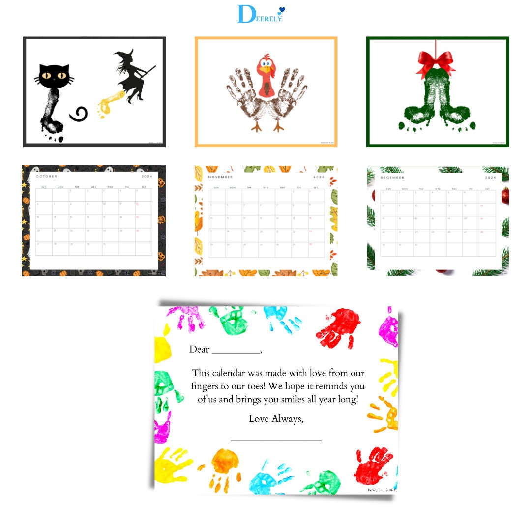 2024 Handprint and Footprint Monthly Calendar - Instant Download (sun ...