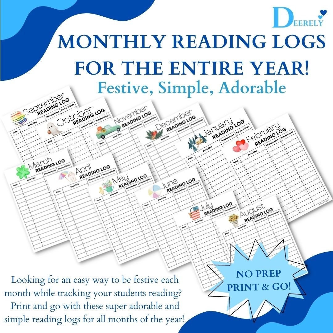 Monthly Reading Logs for the ENTIRE YEAR! - Etsy