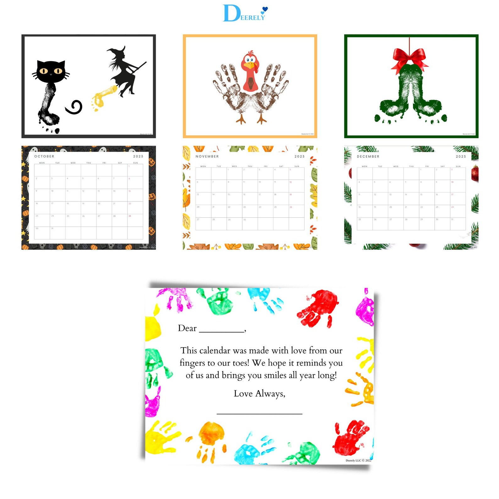 2023 Handprint and Footprint Monthly Calendar Instant - Etsy