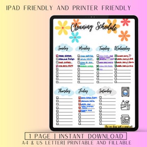 Editable Cleaning Schedule, Printable, Cleaning Checklist, Weekly ...