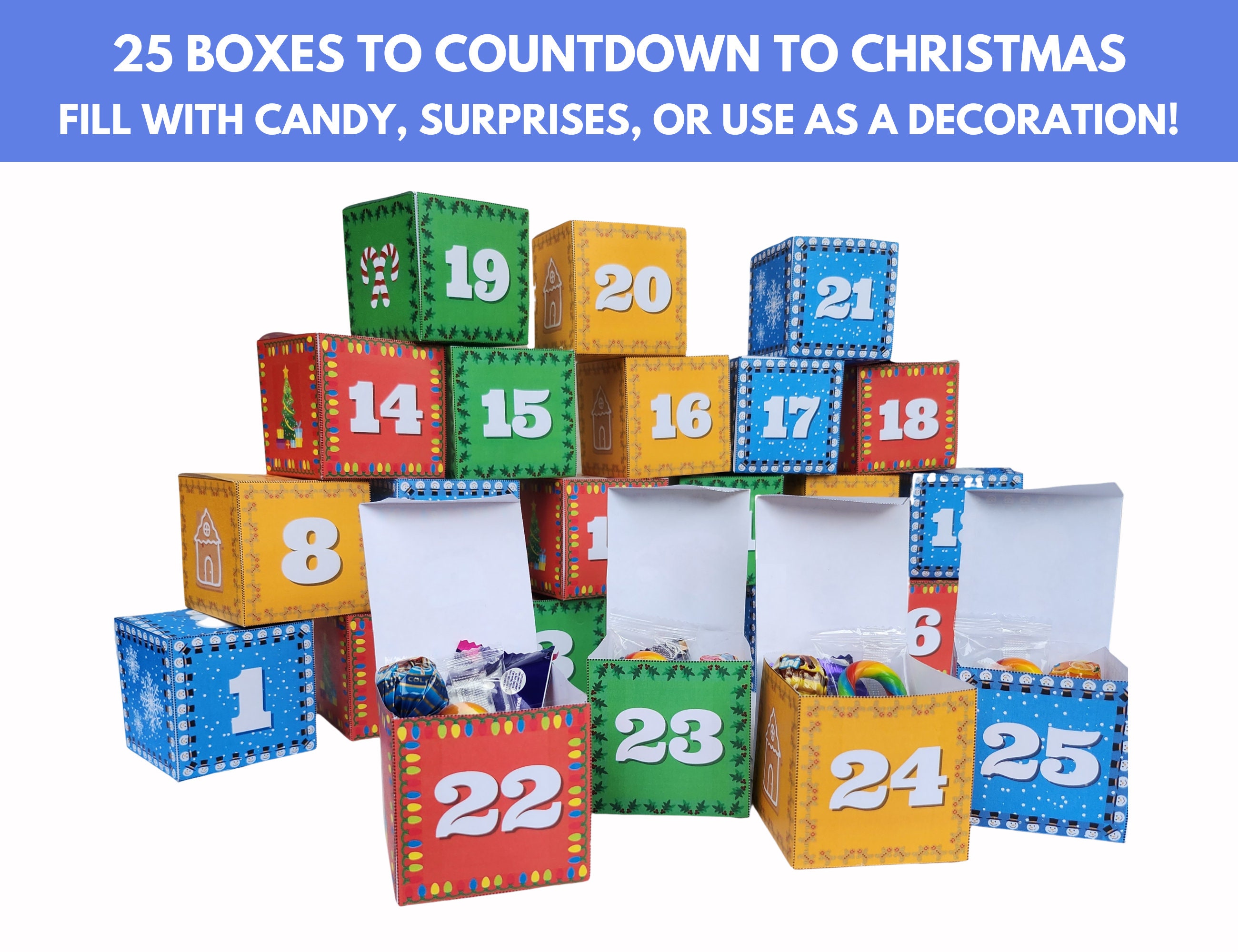 Printable Christmas Advent Calendar Boxes, Advent Calendar Kit ...