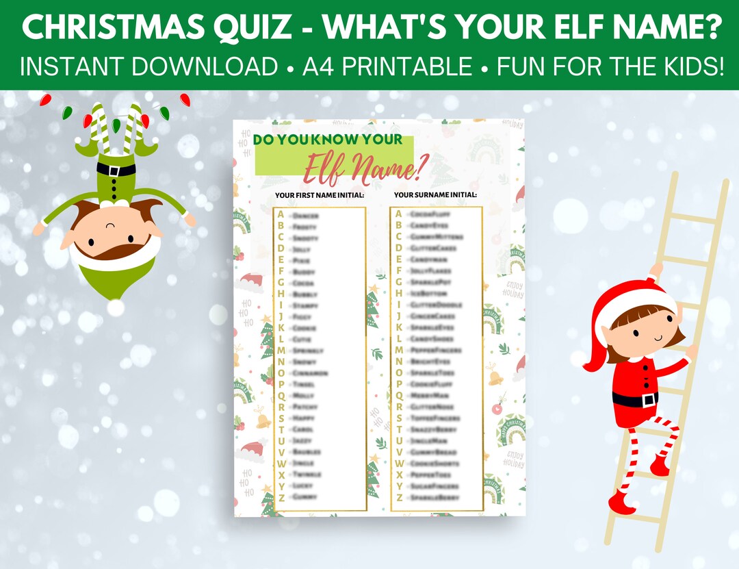 What's Your Elf Name Game, Christmas Games Printable, Name Puzzle ...