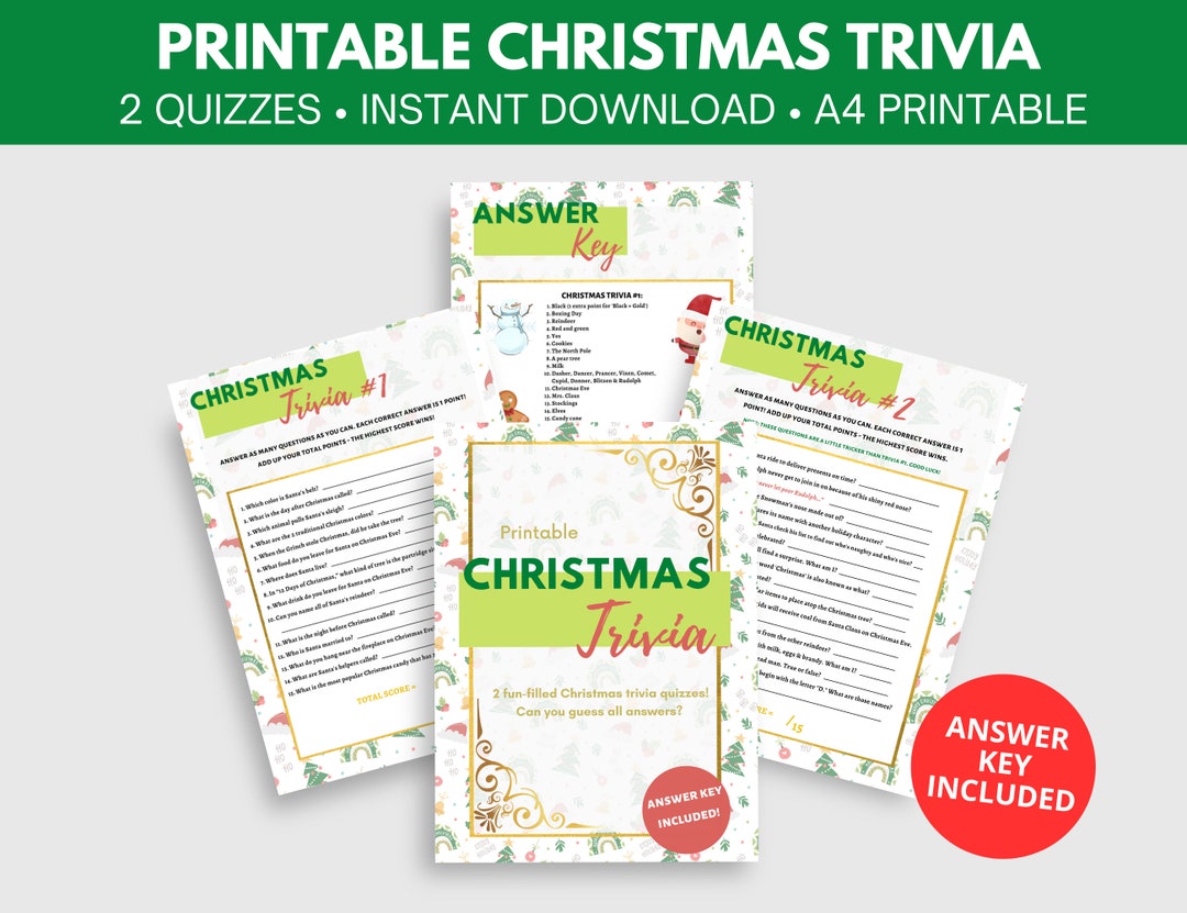 Christmas Trivia Game, Christmas Games Printable, Christmas Games for ...