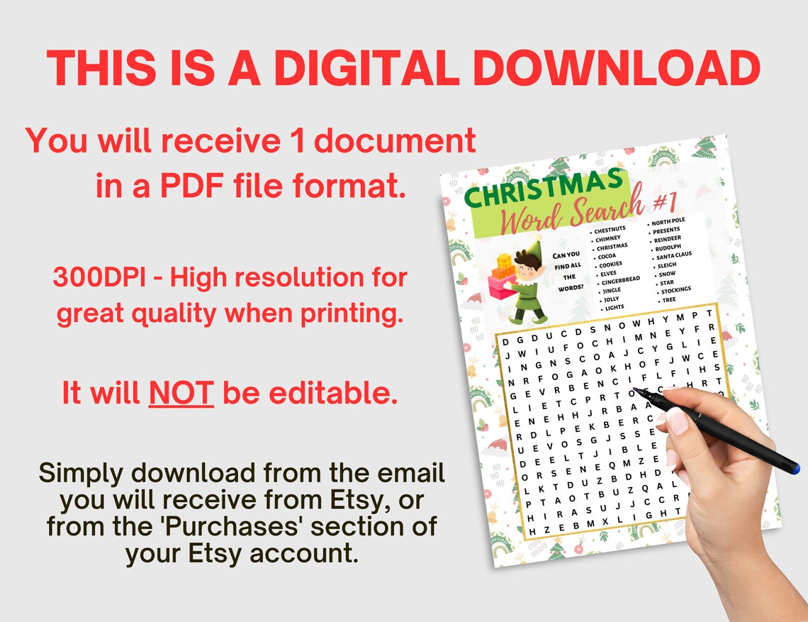 Christmas Word Searches, Christmas Games Printable, Christmas Games for ...