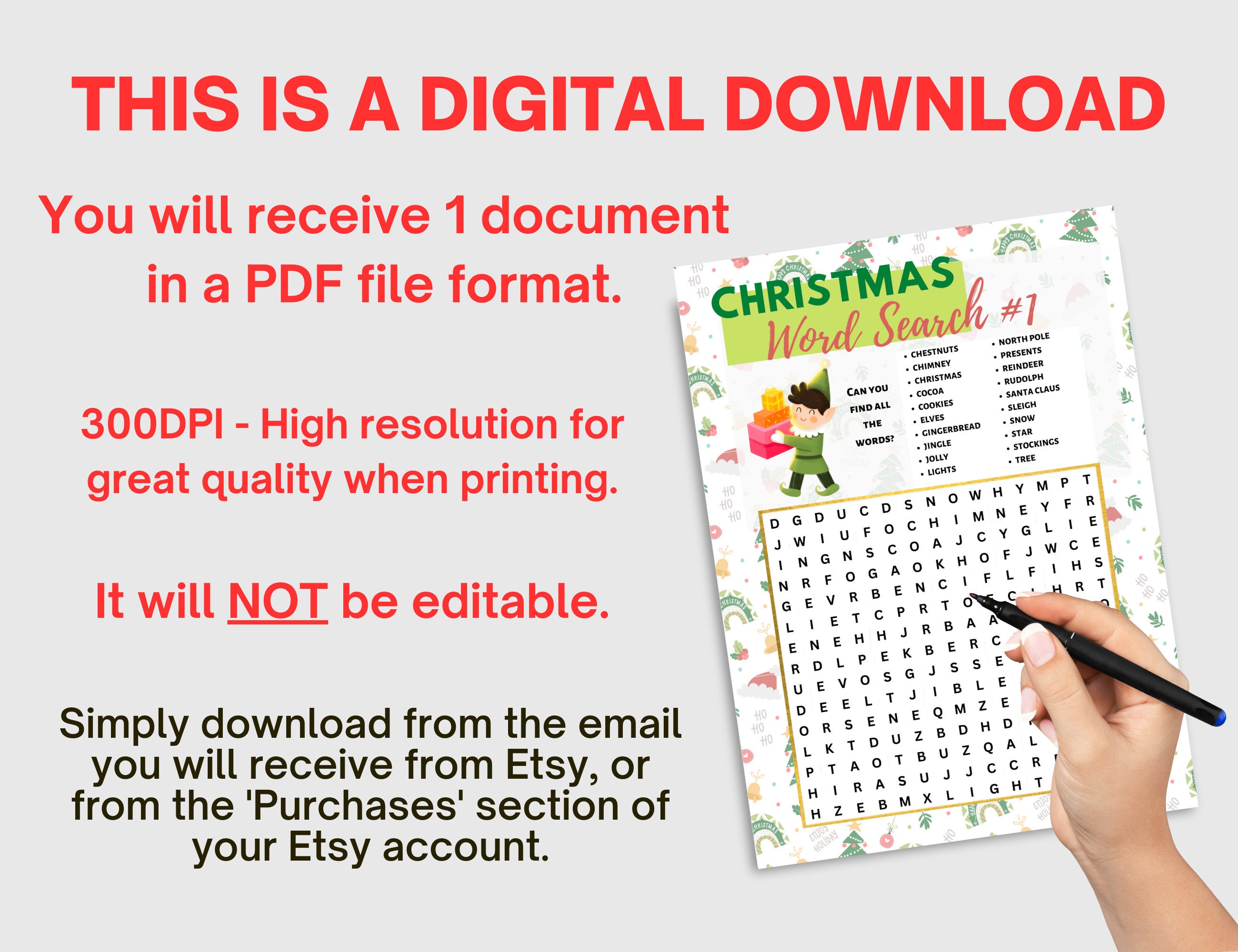 Christmas Word Searches Christmas Games Printable Christmas - Etsy