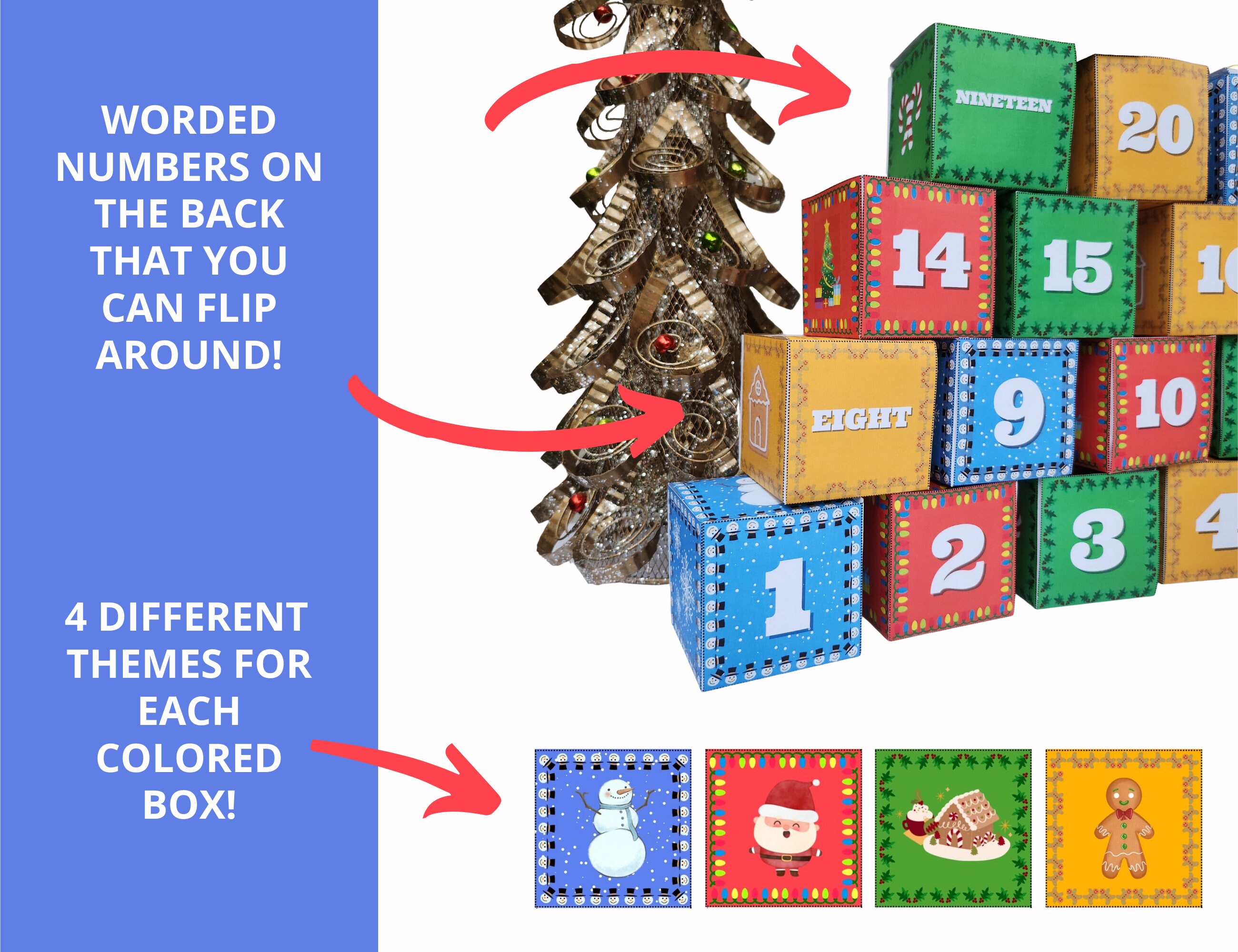 Printable Christmas Advent Calendar Boxes, Advent Calendar Kit ...