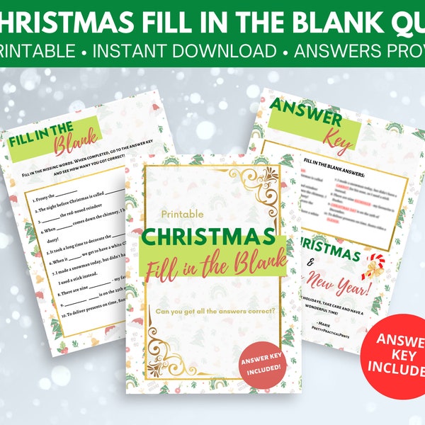 Christmas Fill in Blank Games - Etsy