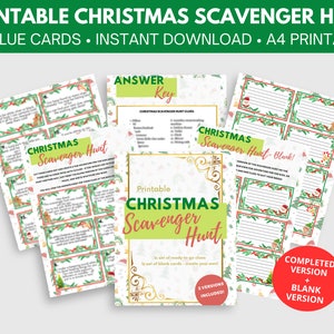 Christmas Scavenger Hunt Printable, Christmas Games Printable, Treasure ...
