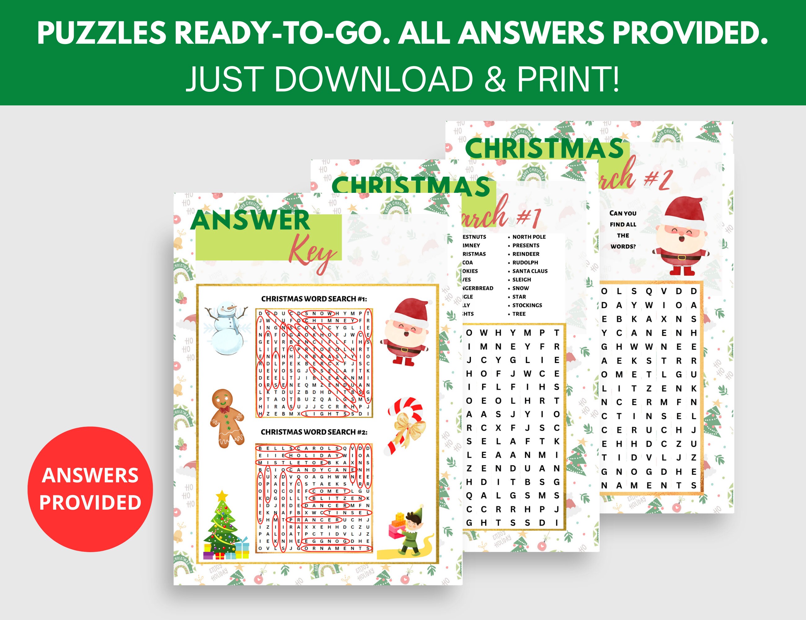 Christmas Word Searches Christmas Games Printable Christmas - Etsy