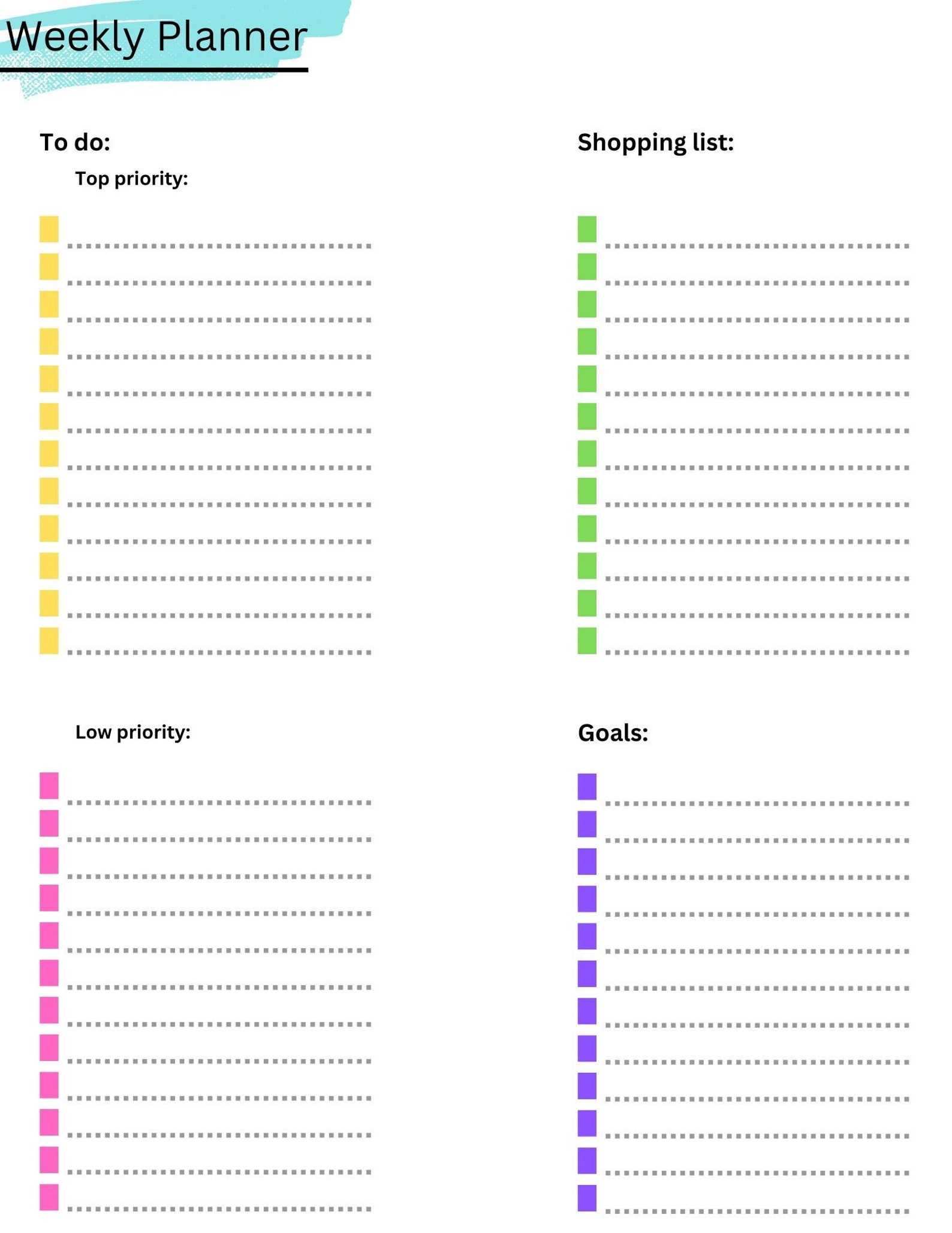 Printable, Simple Weekly Planner - Etsy