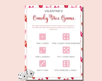 Valentine's Day Candy Dice Game Candy Dice Printable - Etsy